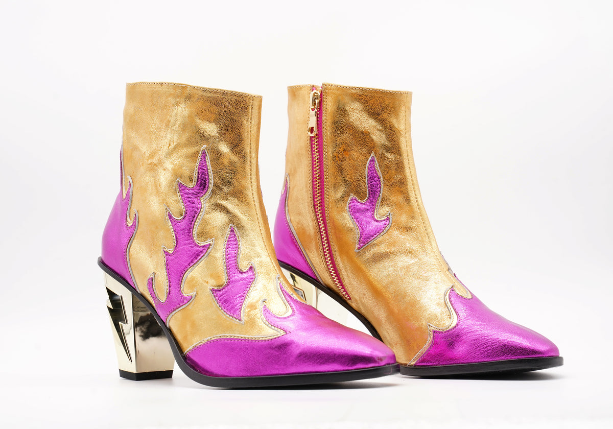 FLAME LIGHTNING HEEL BOOT - MADE TO ORDER – Modern Vice