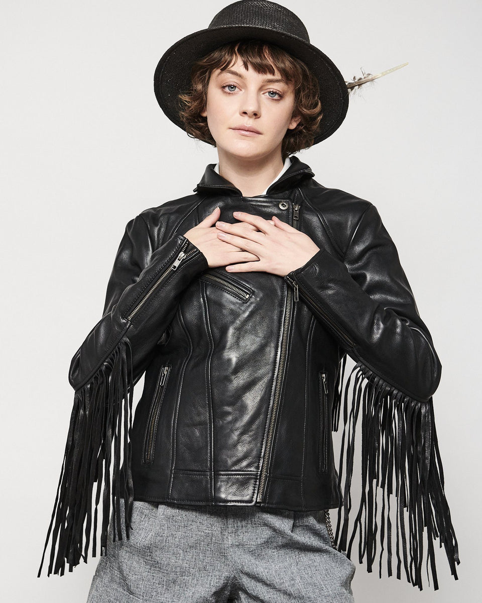 MODERN VICE DOUBLE ZIP MOTO JACKET WITH FRINGE – Modern Vice